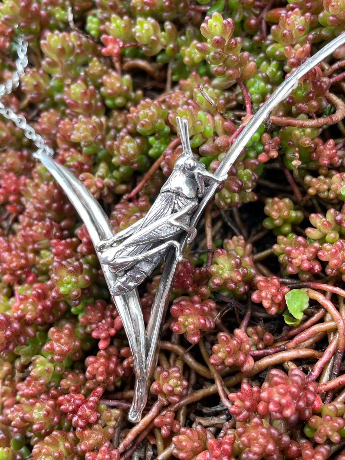 Green Grasshopper Necklace - Emma Keating Jewellery