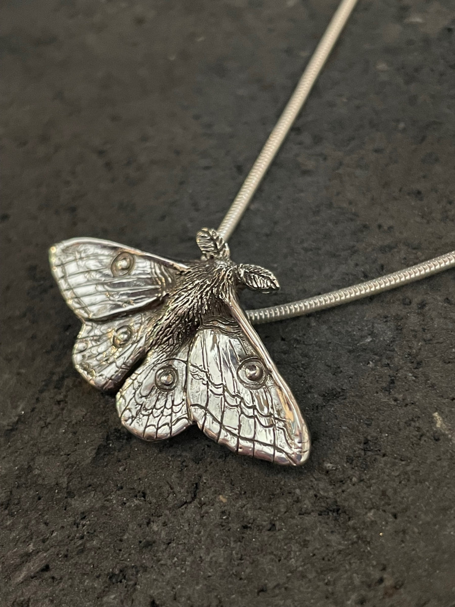 Emperor Moth Pendant - Emma Keating Jewellery
